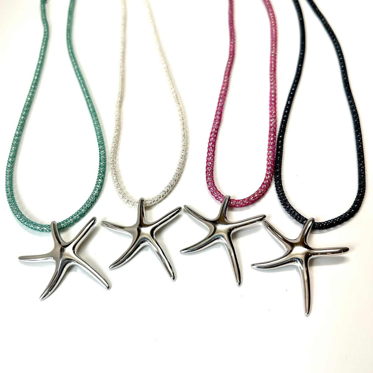 STARFISH ON SILVERSILK AQUA – Laura Moore Designs