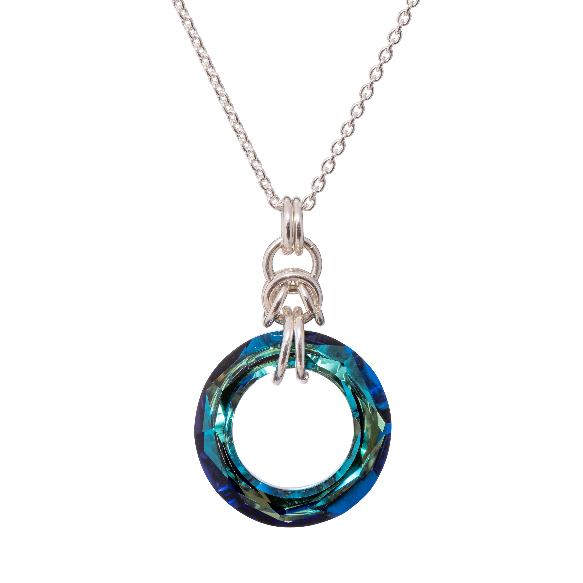 PRECISION CUT AUSTRIAN CRYSTAL RING NECKLACE ON SILVER CHAIN – Laura ...
