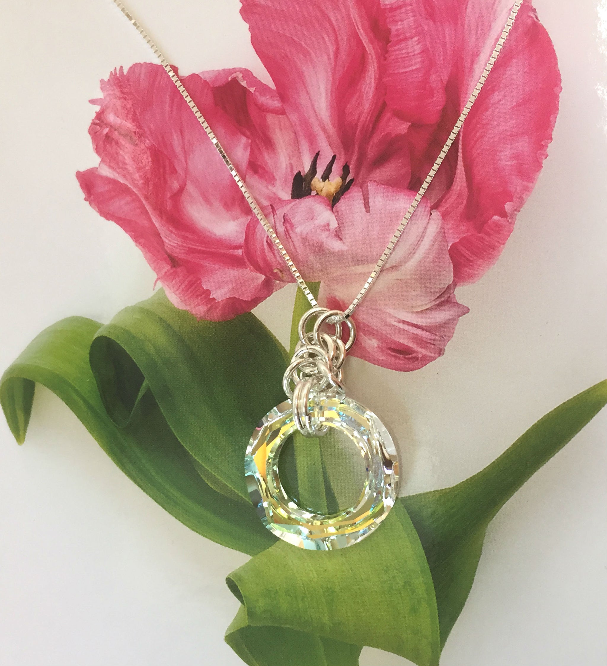 PRECISION CUT AUSTRIAN CRYSTAL RING NECKLACE ON SILVER CHAIN – Laura ...